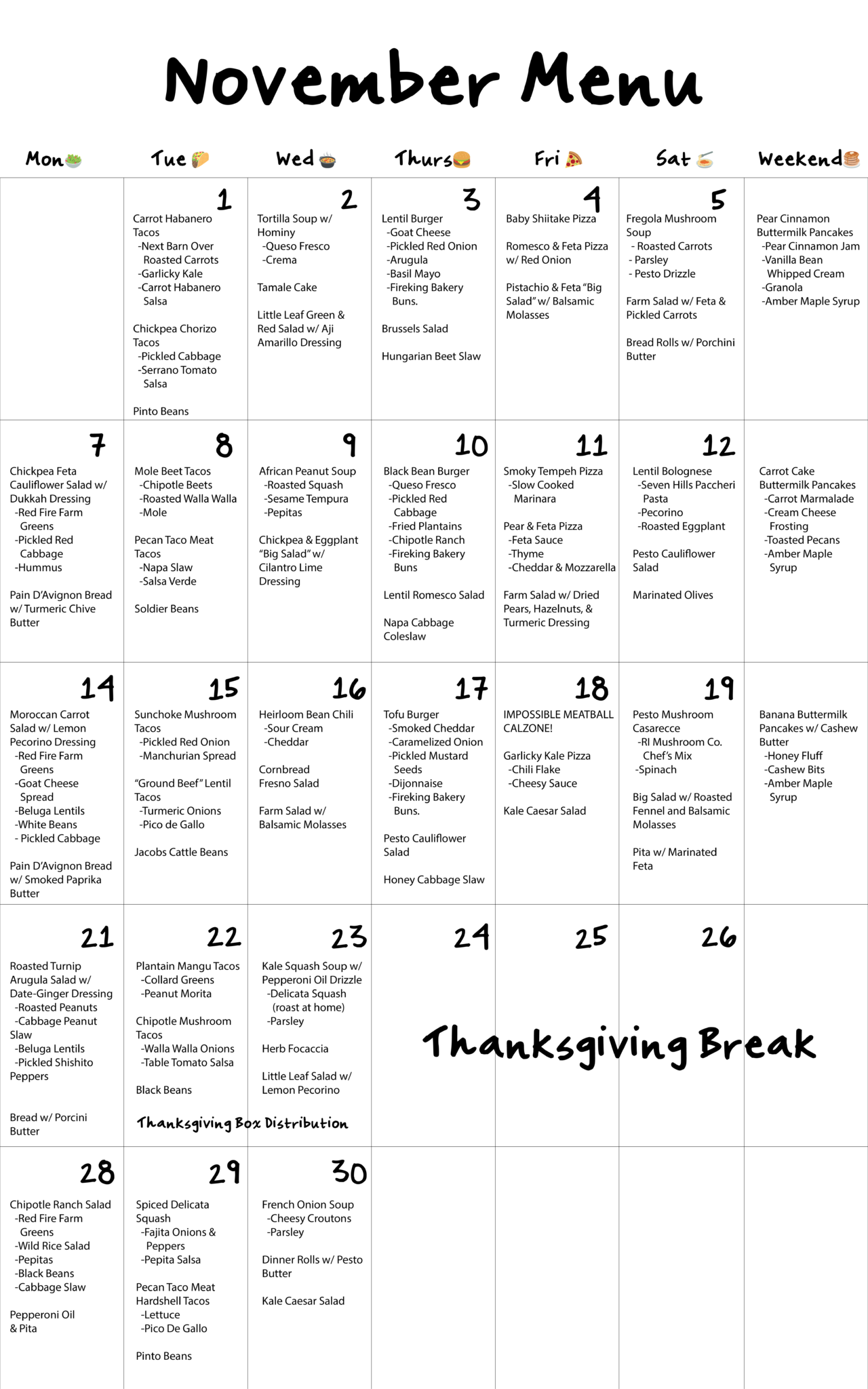 Weekly Subscription Menus – Clover Food Lab