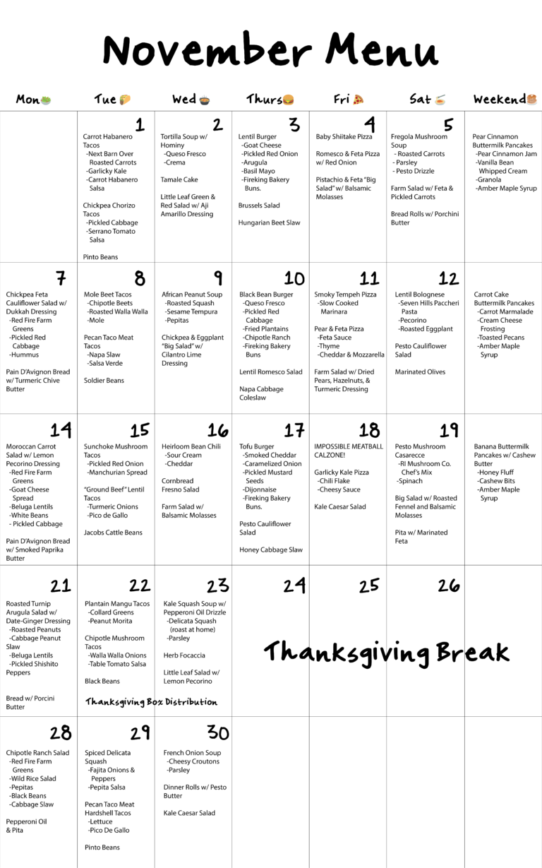 Weekly Subscription Menus – Clover Food Lab